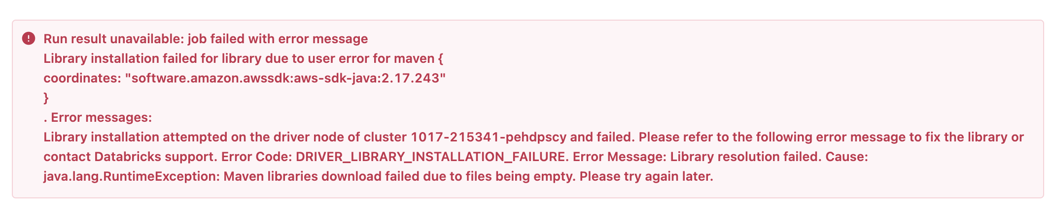 Solved Issue With Databricks And Driverlibraryinstallat Databricks Community 26877